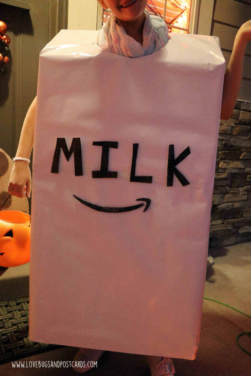Diy Milk And Cookies Costume Made With Boxes Lovebugs And Postcards
