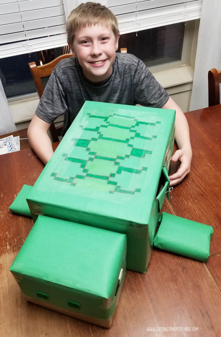 Minecraft Turtle Valentine's Box - Lovebugs and Postcards